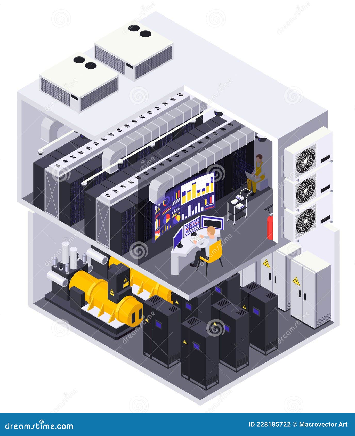Data Center Isometric Cutaway Stock Vector - Illustration of computer ...