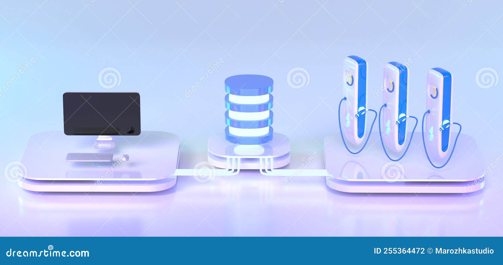 Data Center Isometric 3d Render. Api, Database Server with Charging ...