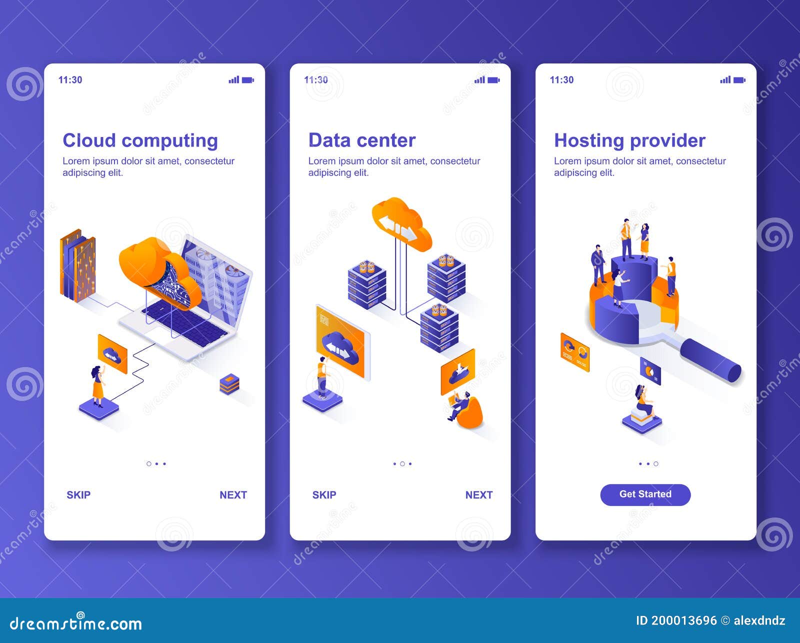 Data Center Isometric GUI Design Kit. Stock Vector - Illustration of ...