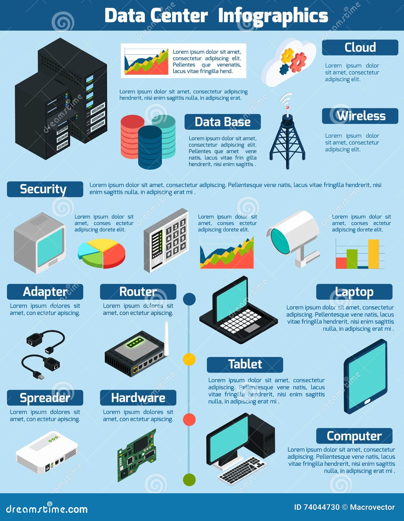Data Center Isometric Infographics Vector Illustration | CartoonDealer ...