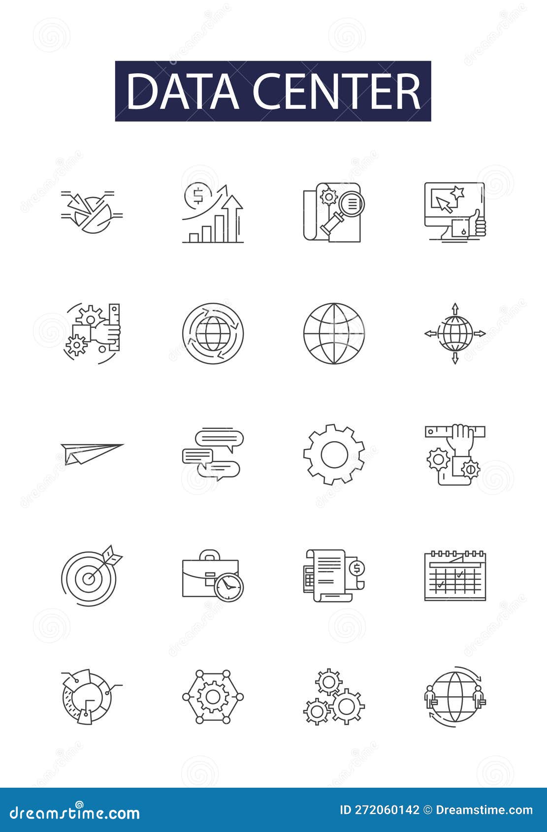 Data Center Line Vector Icons and Signs. Center, Server, Computing ...