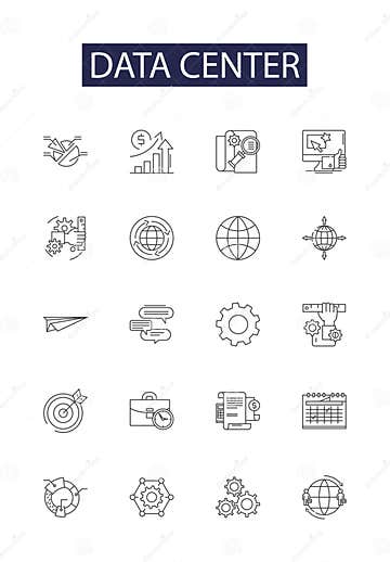 Data Center Line Vector Icons and Signs. Center, Server, Computing ...