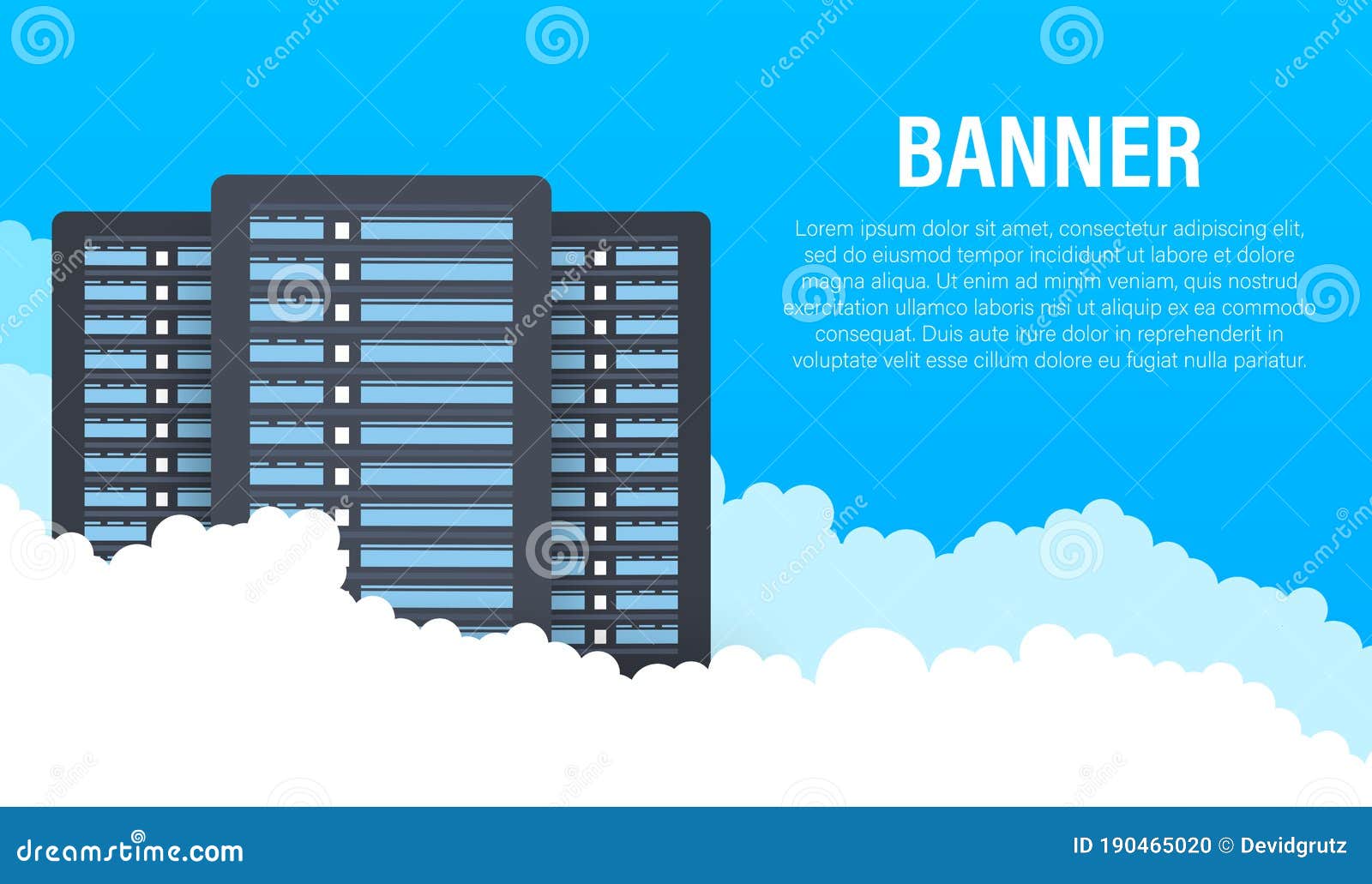 Data Center. Mainframe Service Concept Banner, Server Rack. Server Room ...
