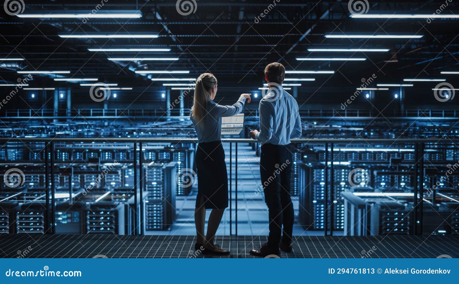 Data Center Male it Specialist and Female Maintenance Administrator ...