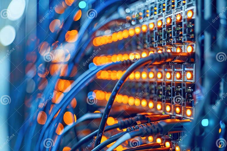 In a Data Center, Many Wires Connect To Servers, Creating a Complex ...