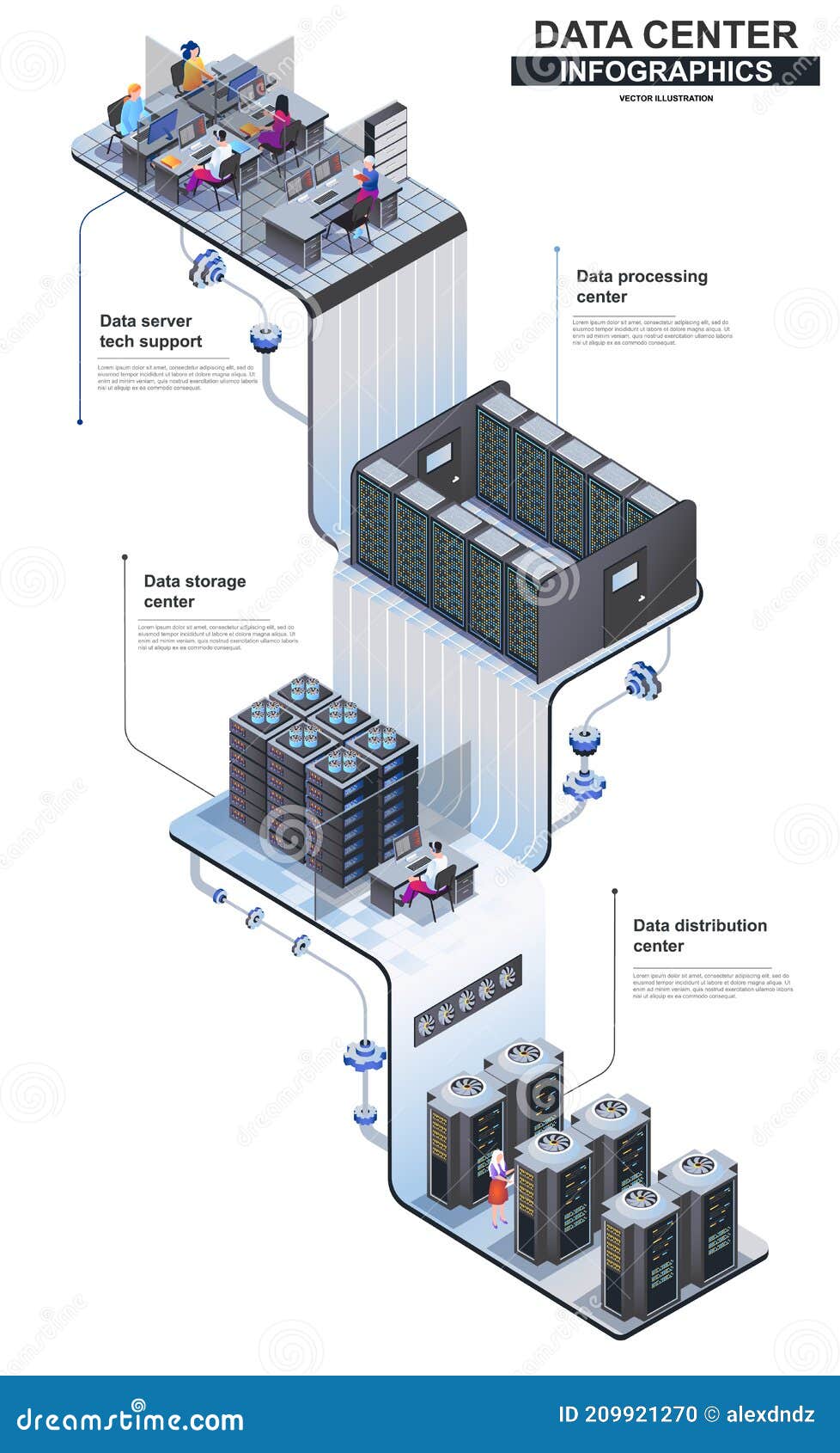 Data Center Modern Isometric Infographics. Vector Illustration ...