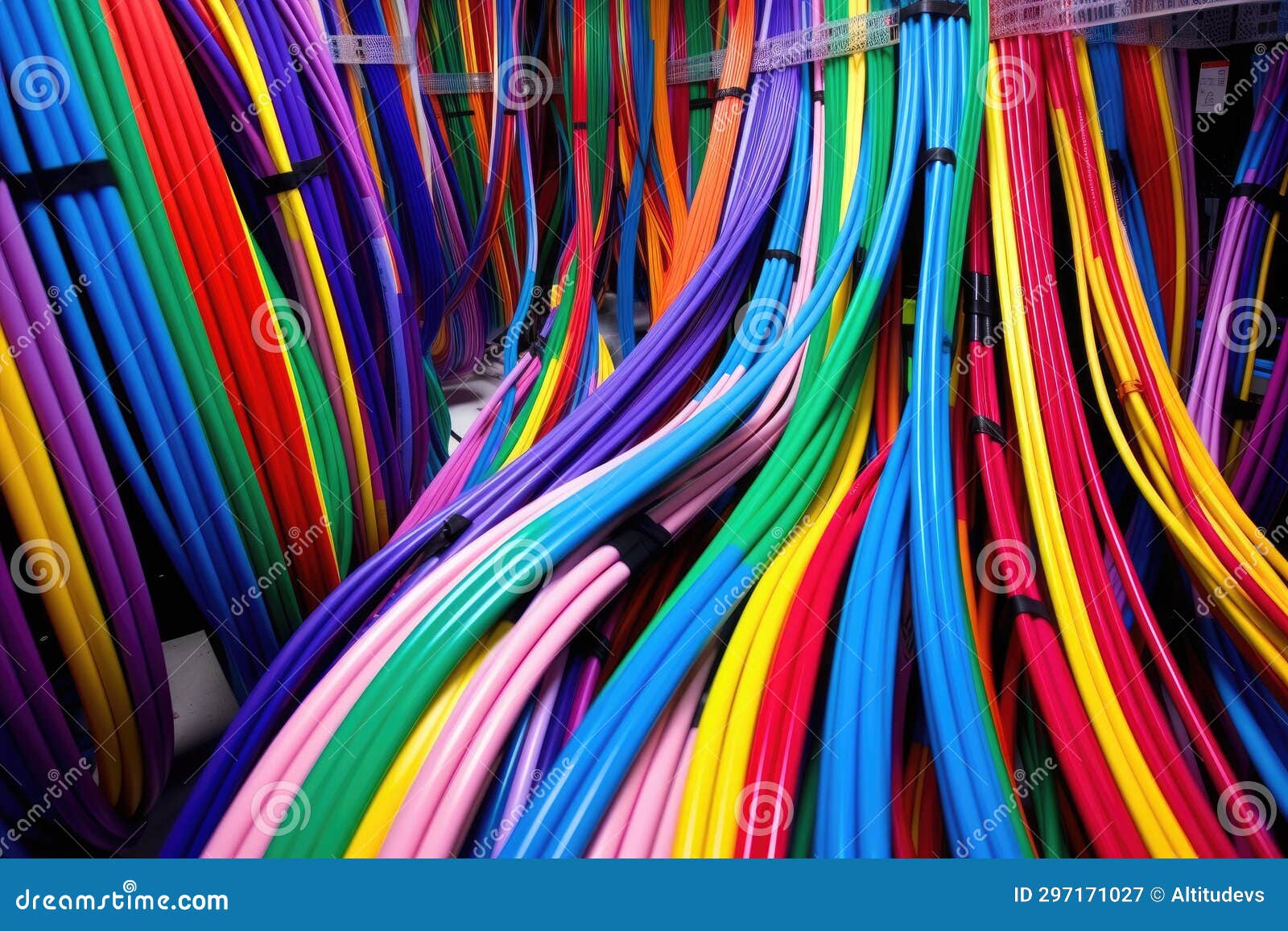 Data Center with Multi-colored Network Cables Stock Image - Image of ...