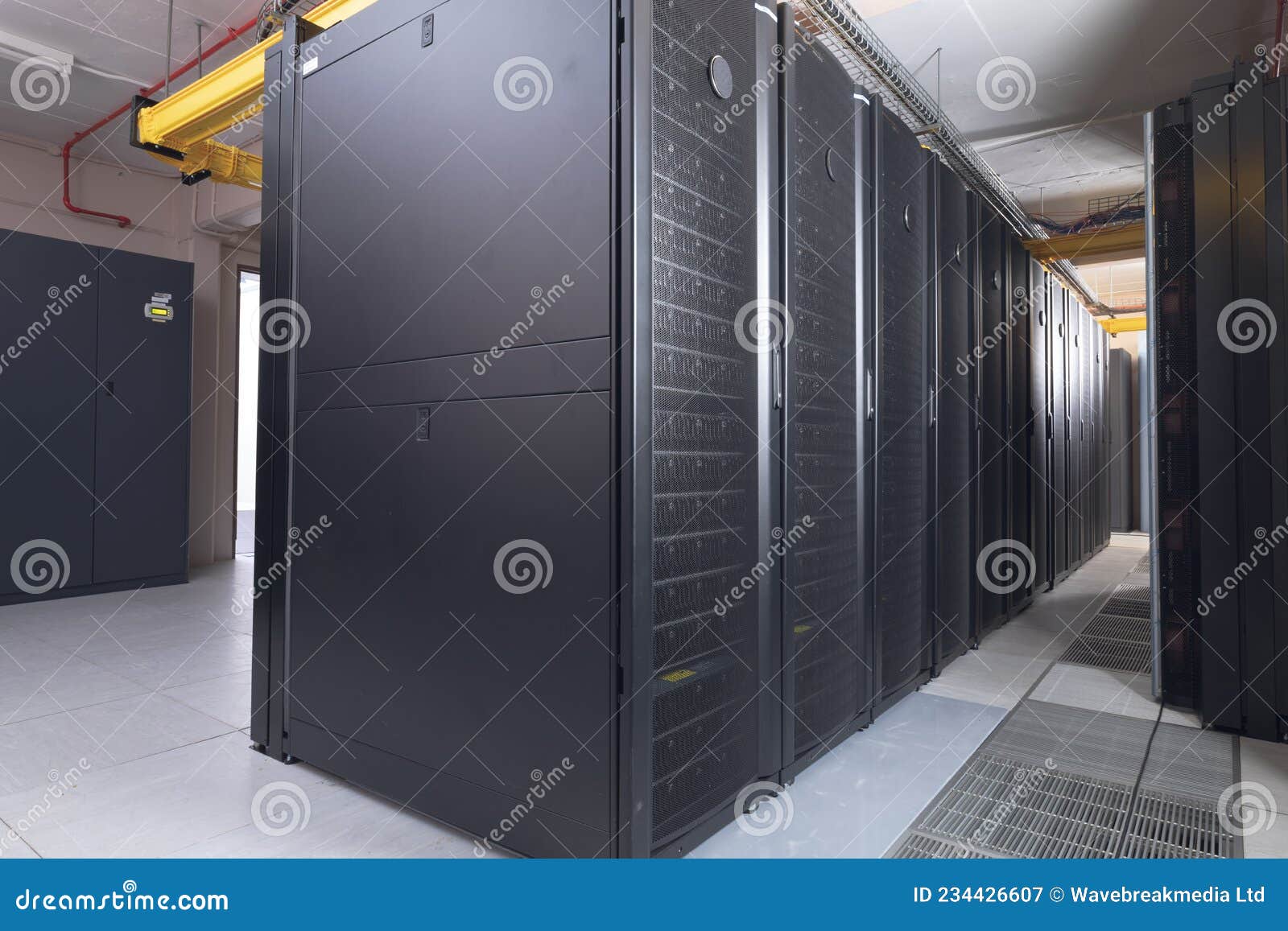 Data Center with Multiple Rows of Fully Operational Server Racks Stock ...