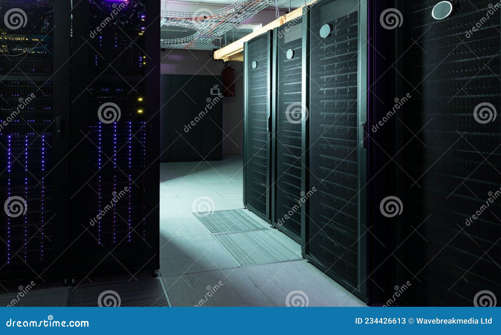 Data Center with Multiple Rows of Fully Operational Server Racks Stock ...