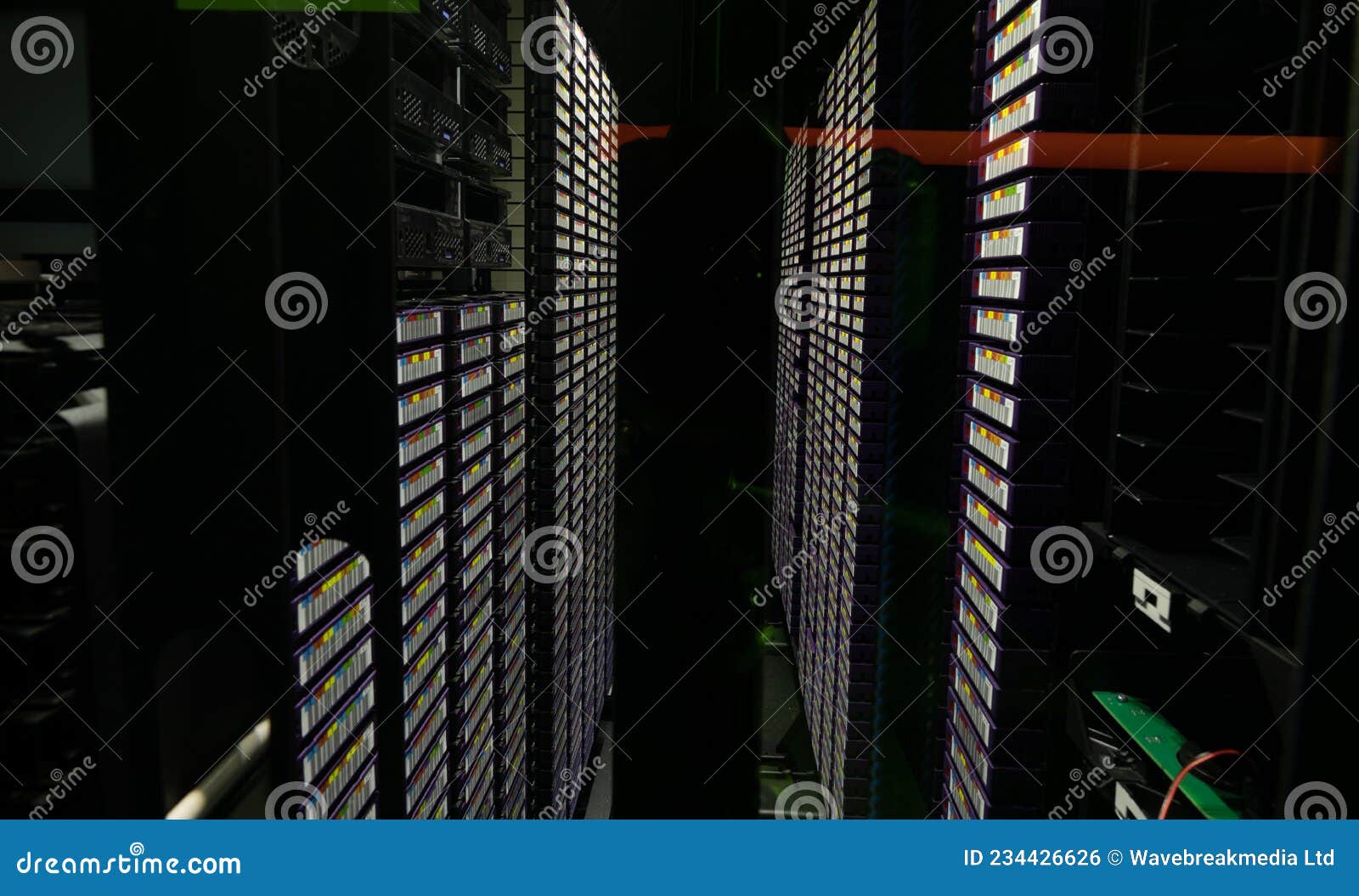 Data Center with Multiple Rows of Fully Operational Server Racks Stock ...