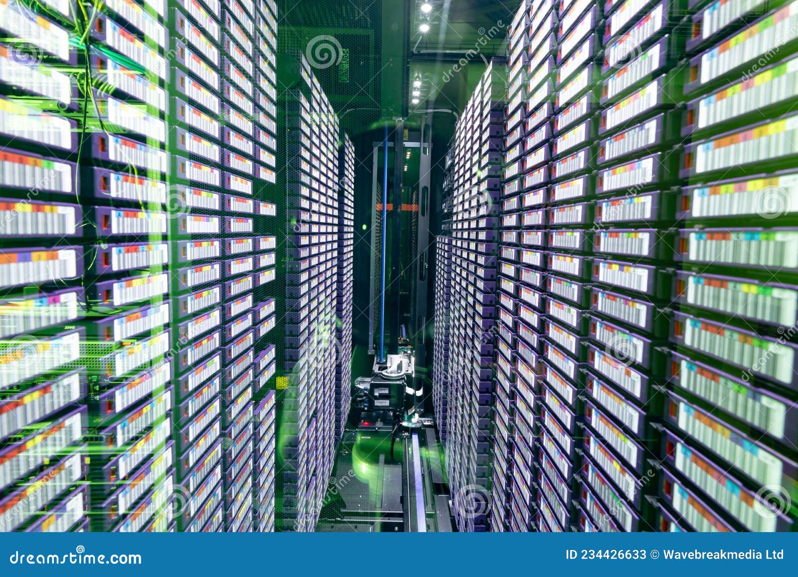 Data Center with Multiple Rows of Fully Operational Server Racks Stock ...