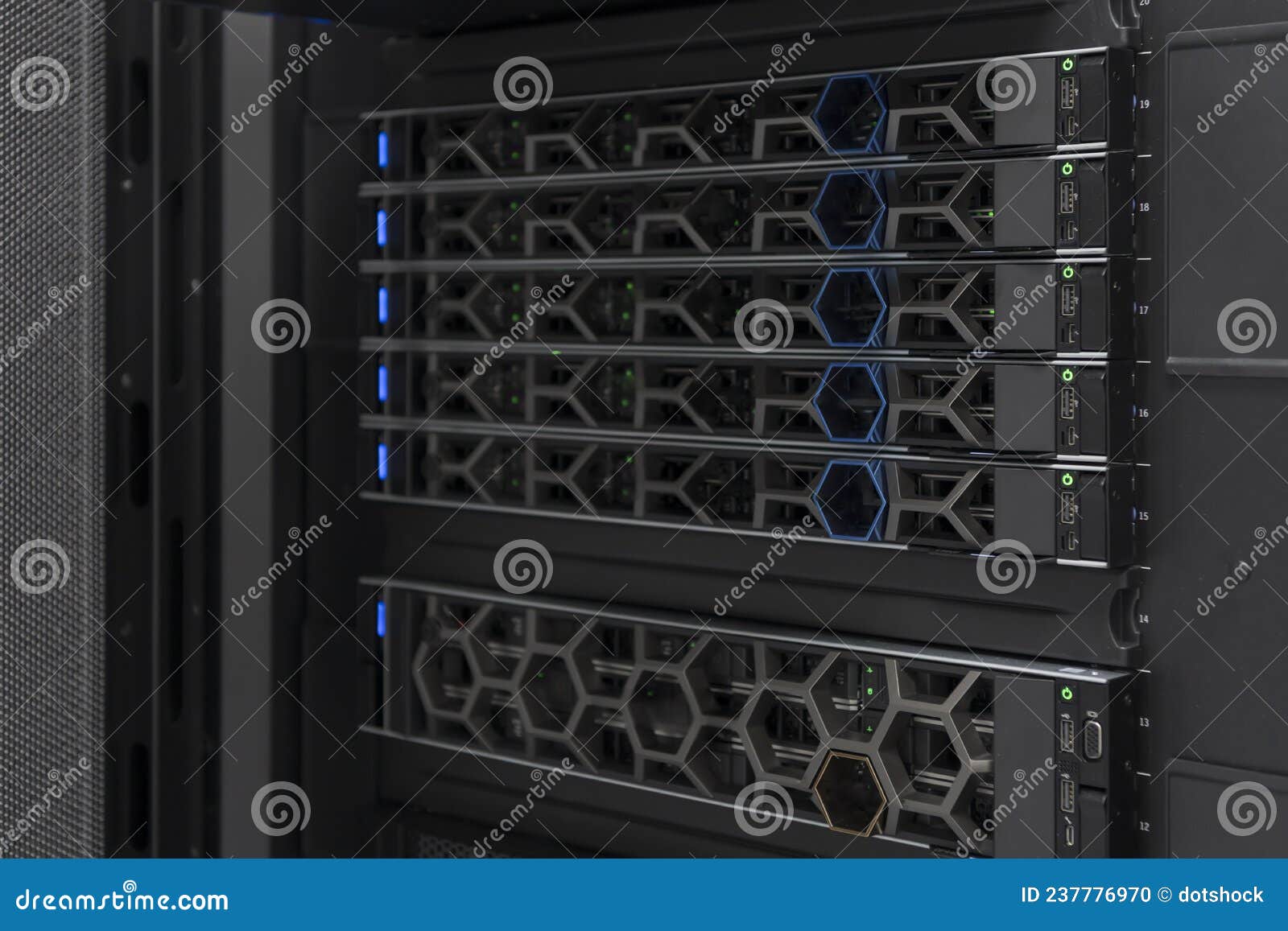 Data Center with Multiple Rows of Fully Operational Server Racks ...