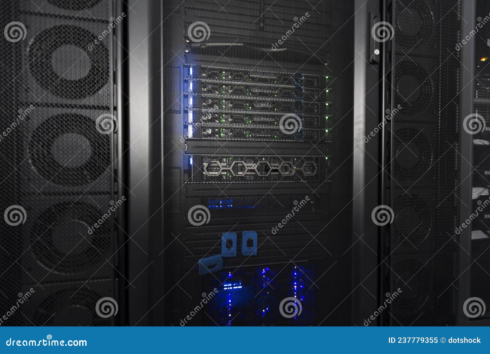 Data Center with Multiple Rows of Fully Operational Server Racks ...