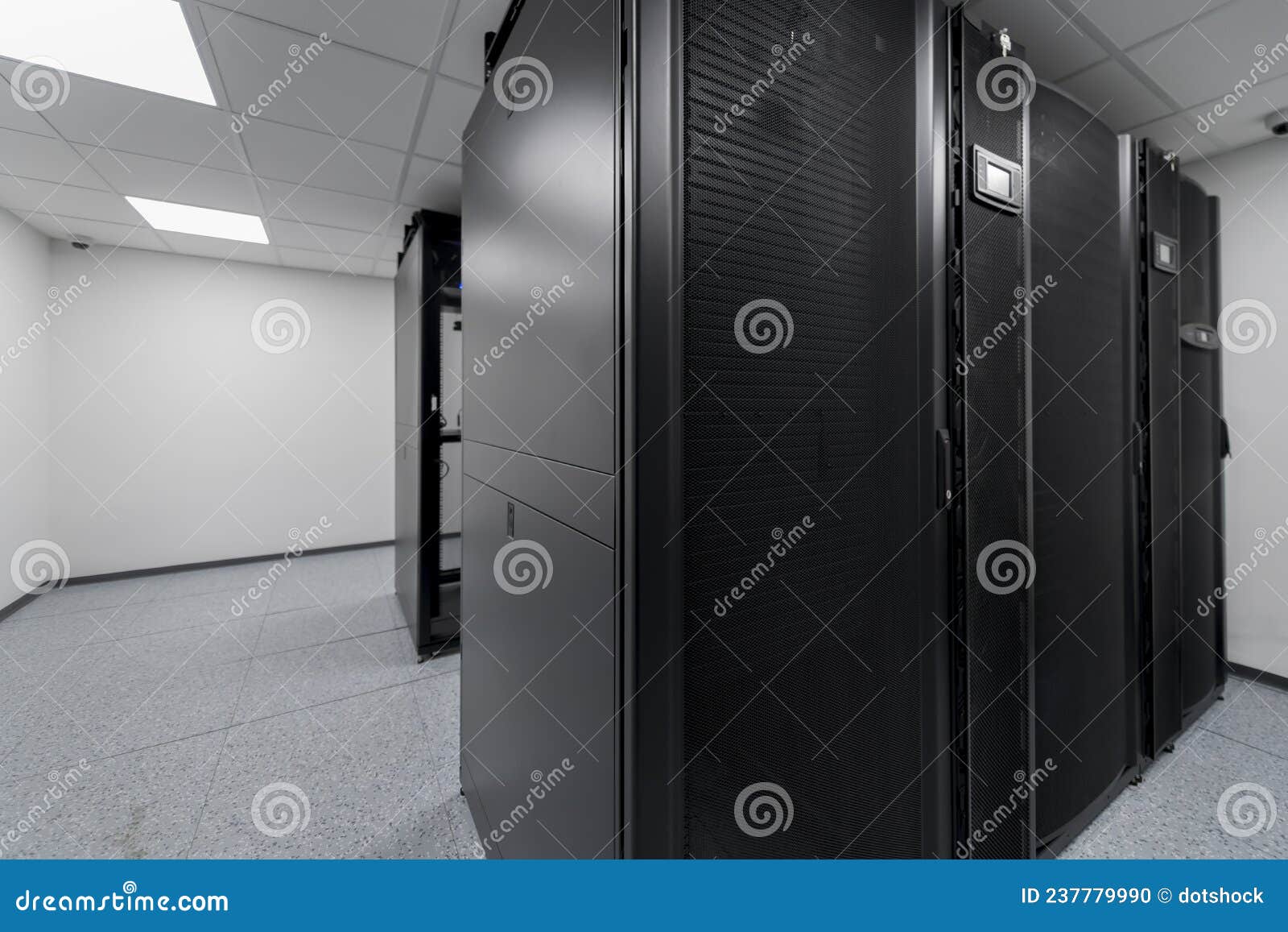 Data Center with Multiple Rows of Fully Operational Server Racks ...