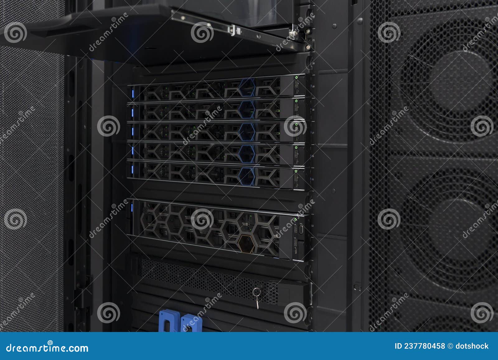 Data Center with Multiple Rows of Fully Operational Server Racks ...