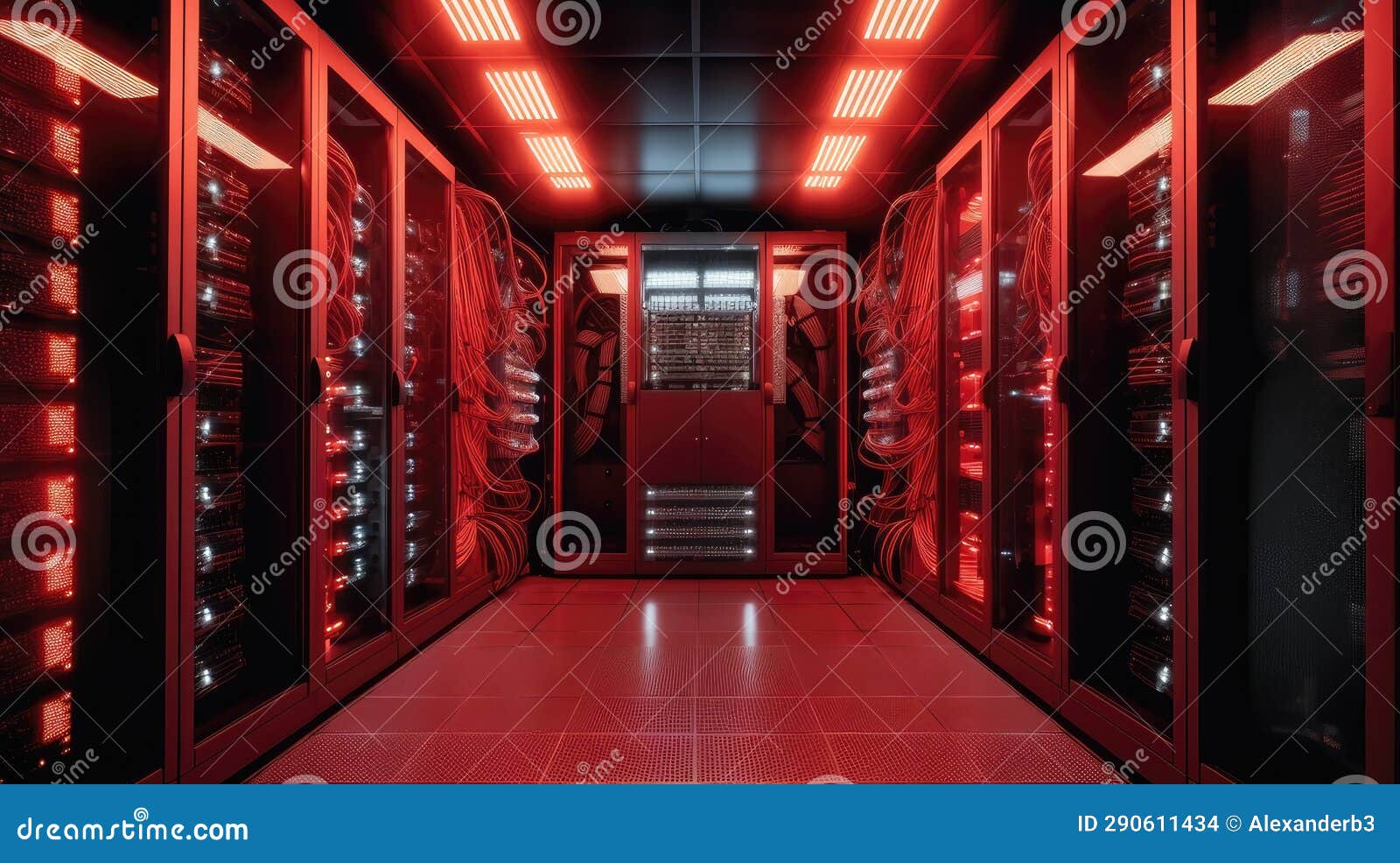 Data Center Network Background. Server Room with Switch, Internet ...