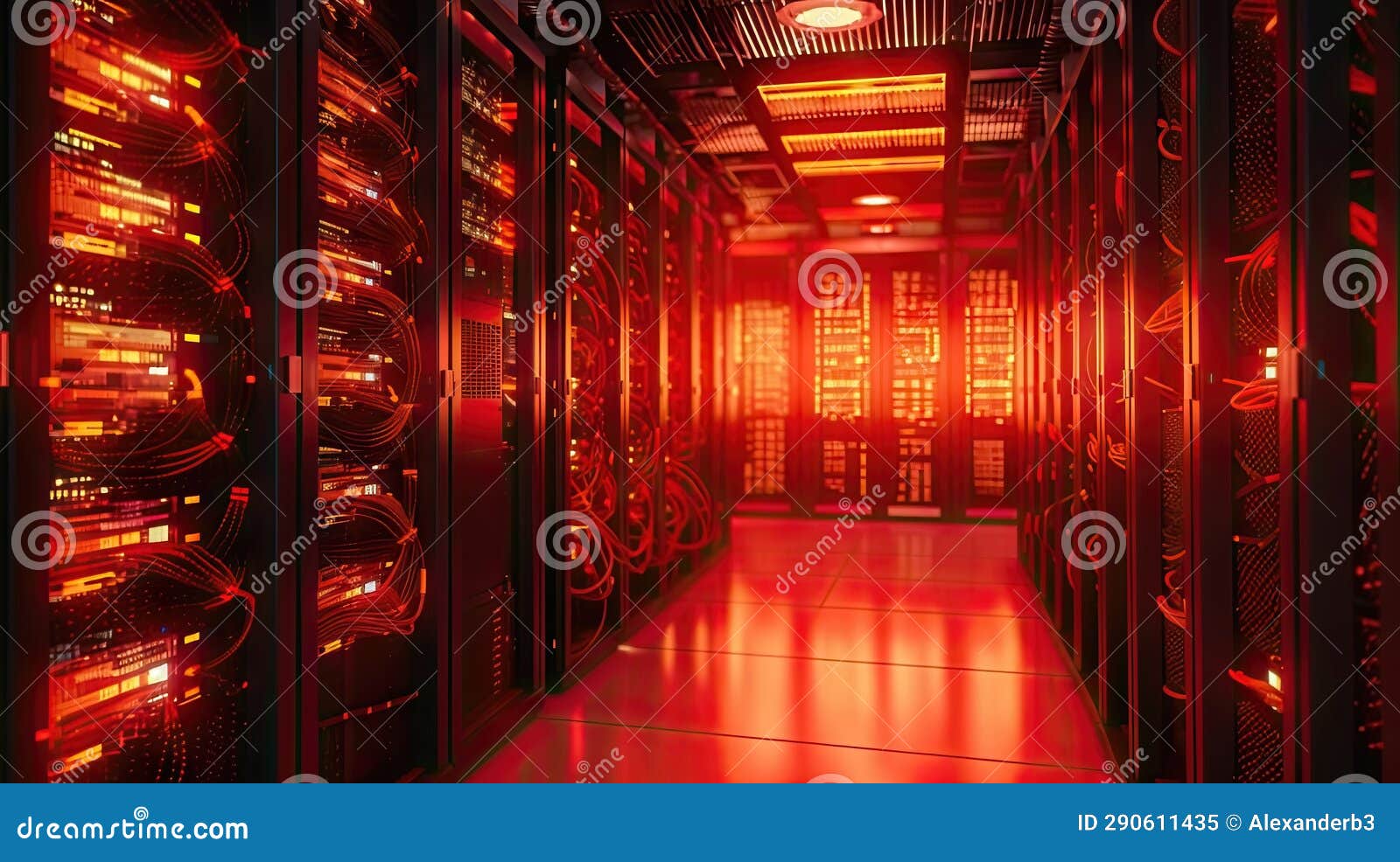 Data Center Network Background. Server Room with Switch, Internet ...
