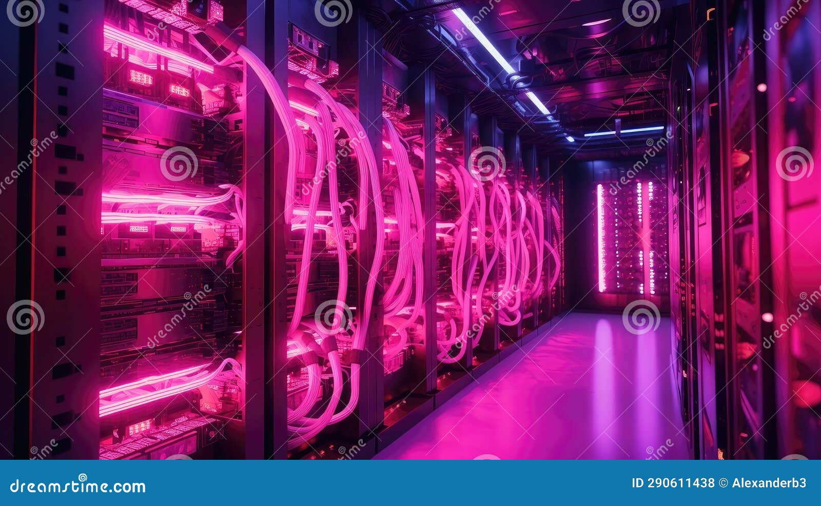 Data Center Network Background. Server Room with Switch, Internet ...