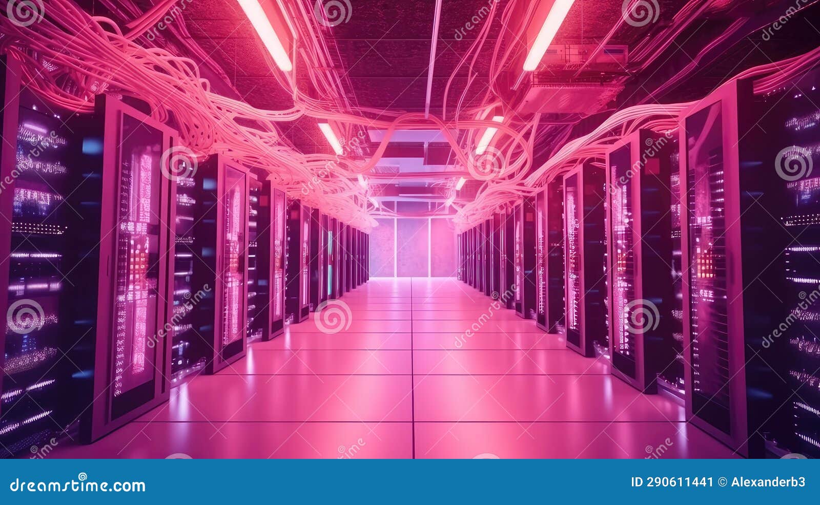 Data Center Network Background. Server Room with Switch, Internet ...