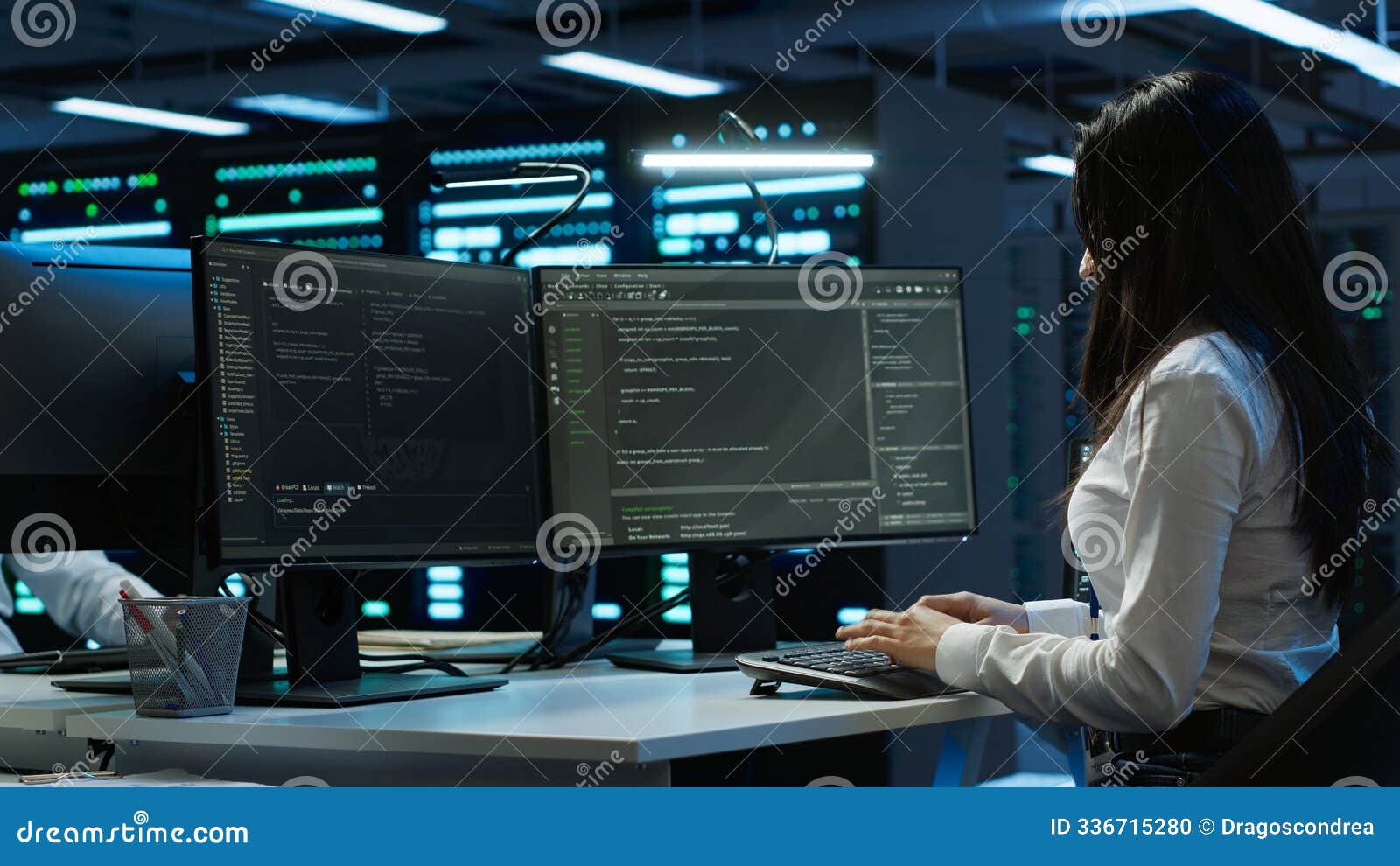 Data Center Network Engineer Managing Infrastructure Stock Photo ...
