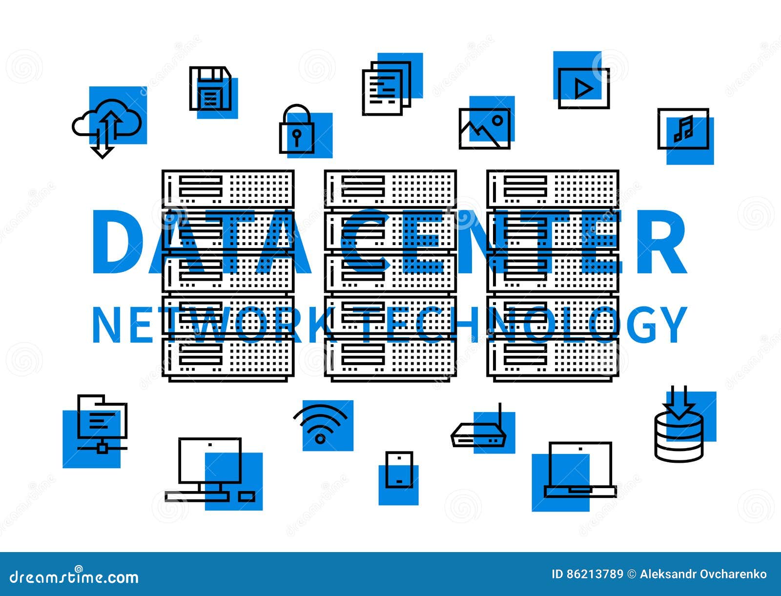 Data Center Network Technology Vector Illustration Stock Vector ...