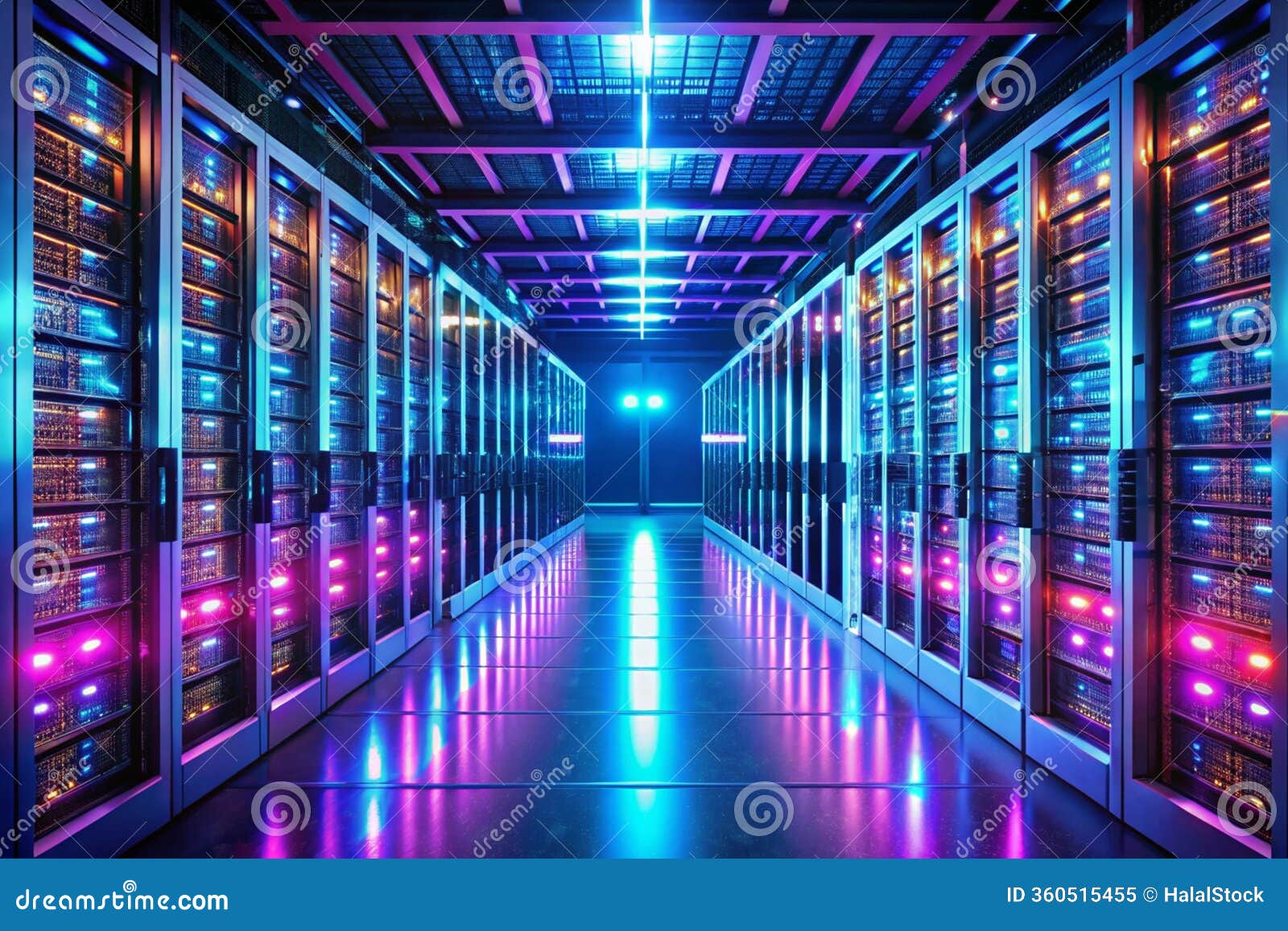 Data Center with Operational Server Racks and AI Technology Stock ...