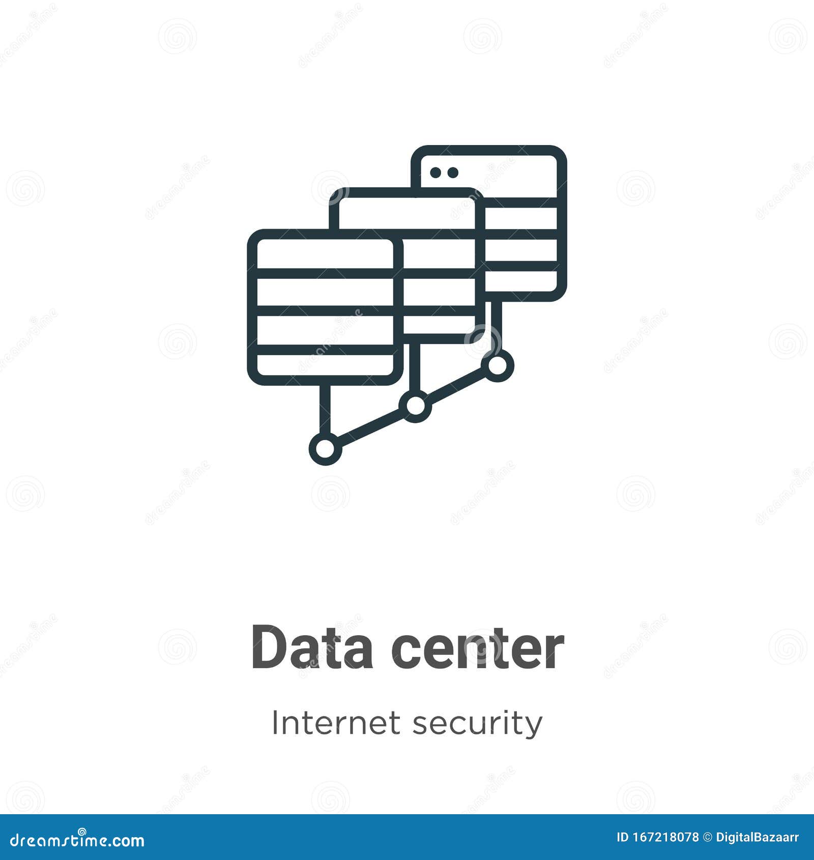 Data Center Outline Vector Icon. Thin Line Black Data Center Icon, Flat ...