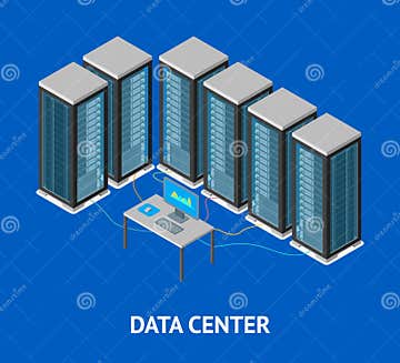 Data Center Poster Card Isometric View. Vector Stock Vector ...