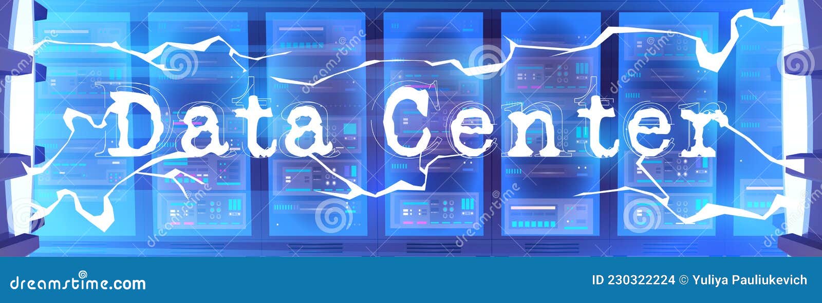 Data Center Poster with Server Room Stock Vector - Illustration of work ...