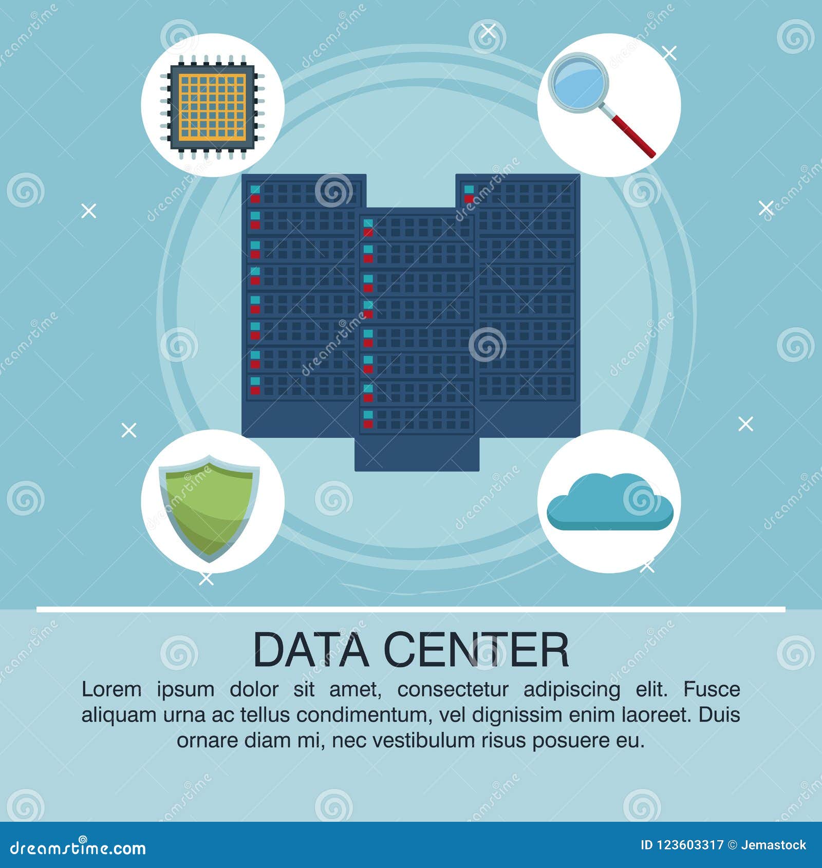 Data Center Poster with Informaton Stock Vector - Illustration of ...