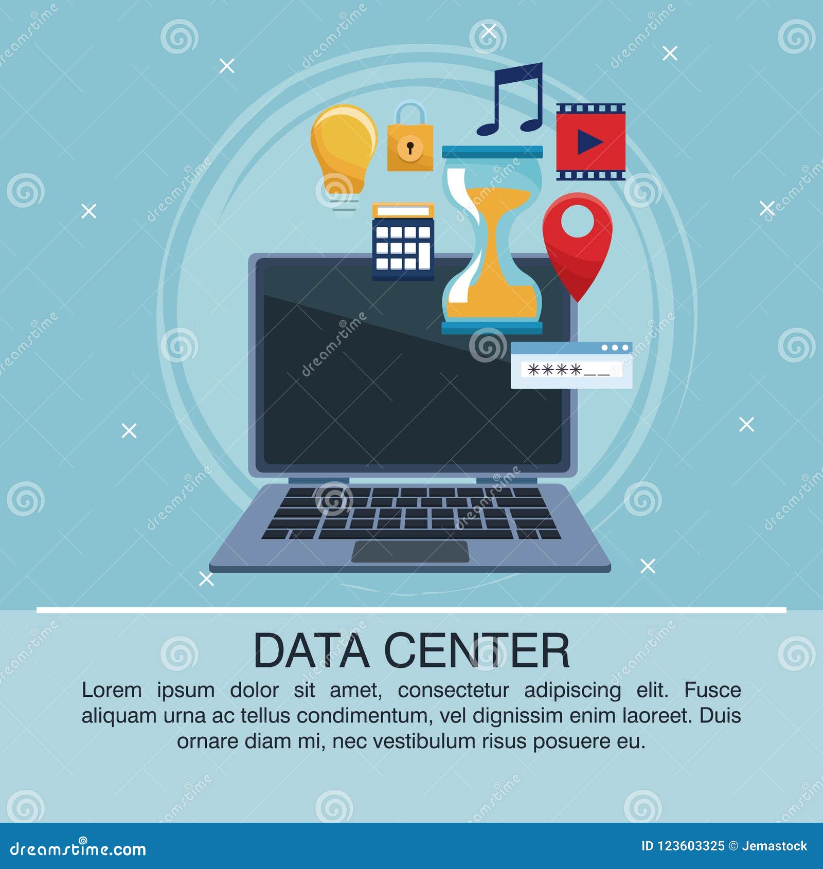Data Center Poster with Informaton Stock Vector - Illustration of ...