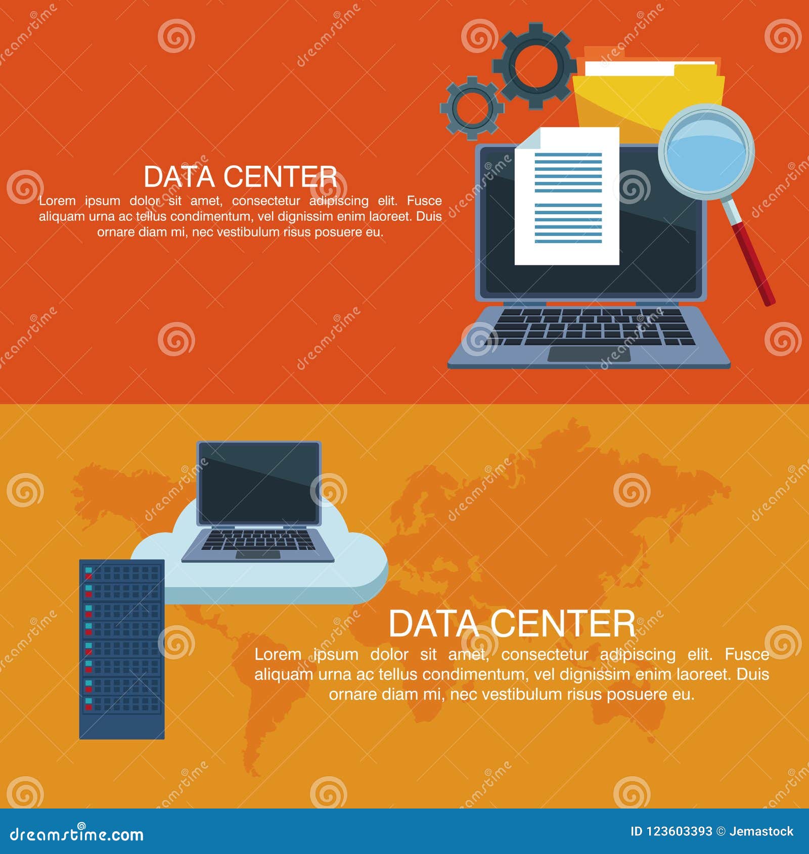 Data Center Poster with Informaton Stock Vector - Illustration of glass ...