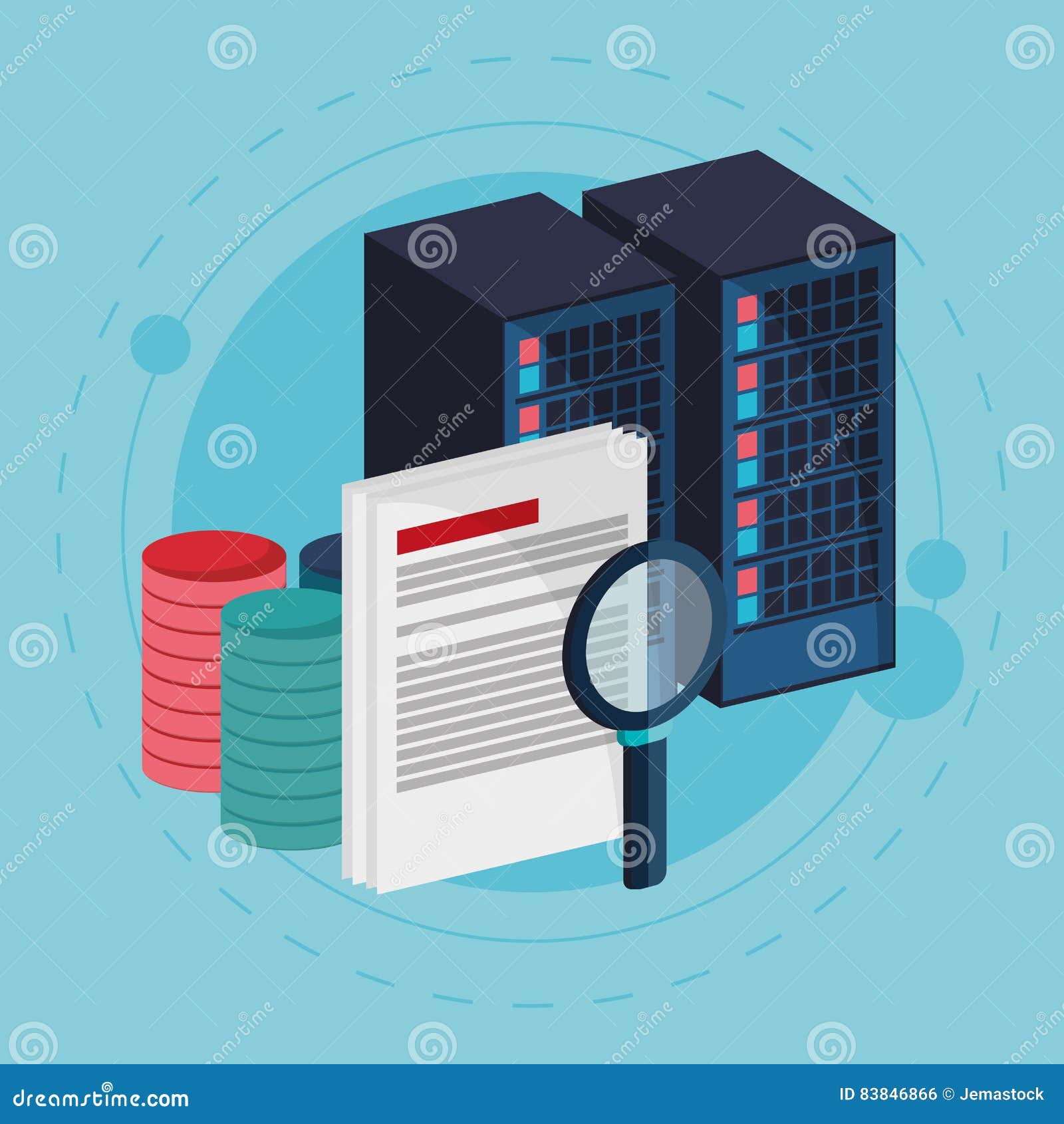 Data Center Process Document Search Stock Vector - Illustration of ...