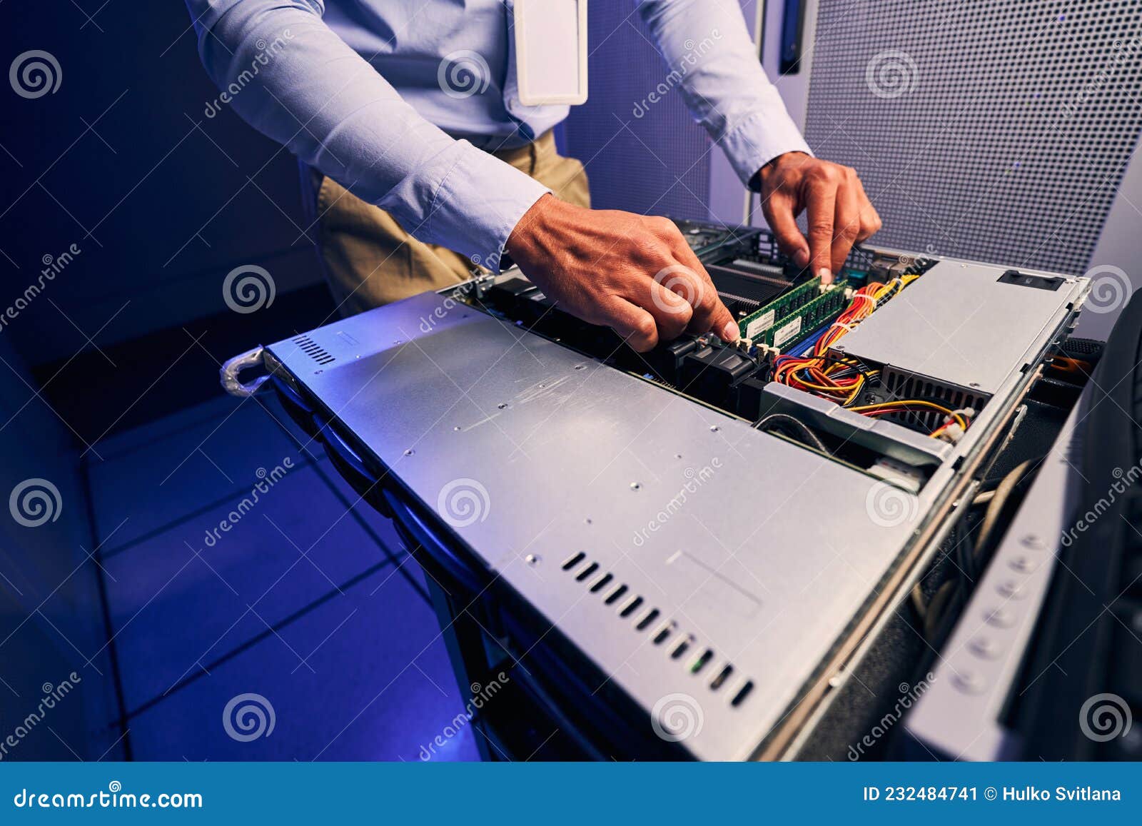 Data Center it Professional Removing Components from Server Stock Image ...