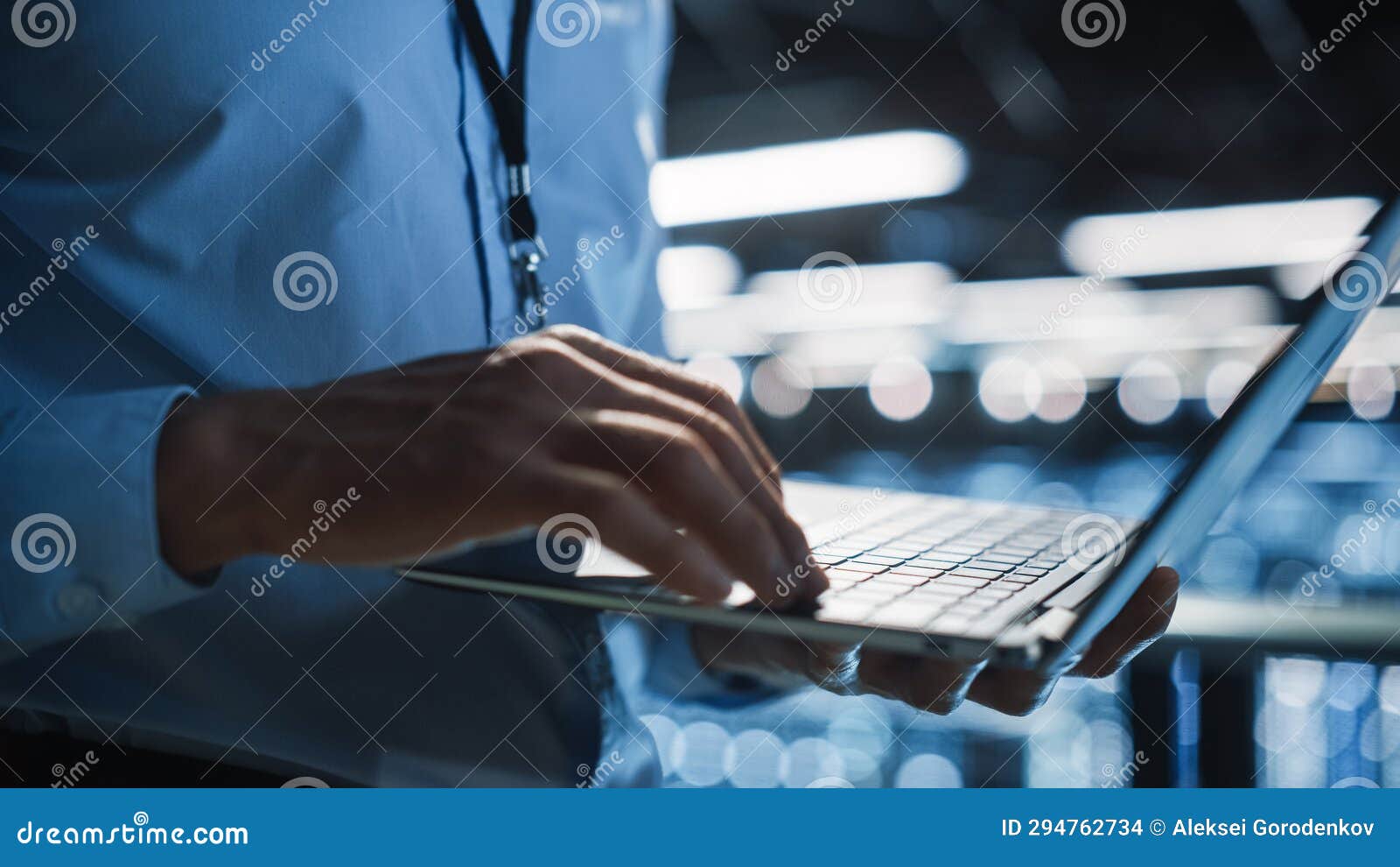 Data Center Programmer Using Digital Laptop Computer, Maintenance it Specialist. Cloud Computing ...