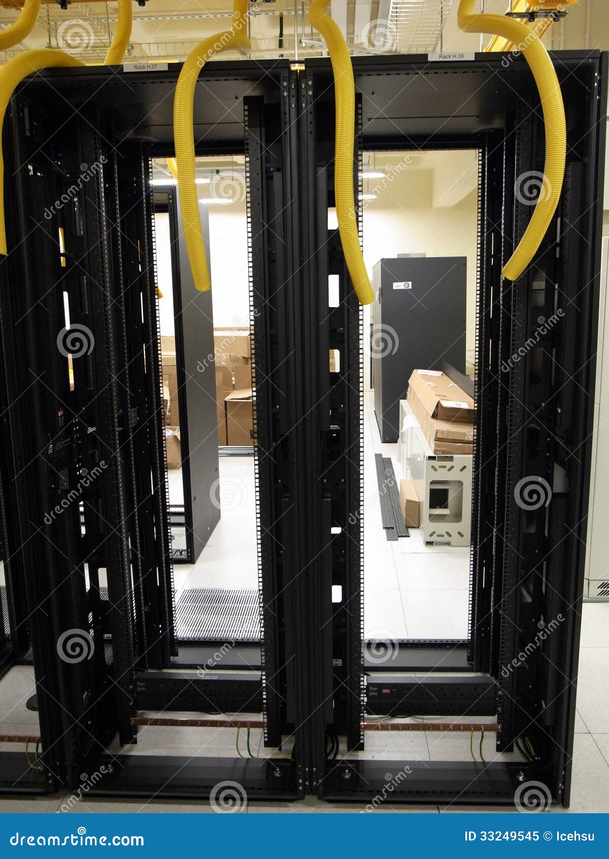 Data Center racks stock image. Image of cables, cabinet - 33249545