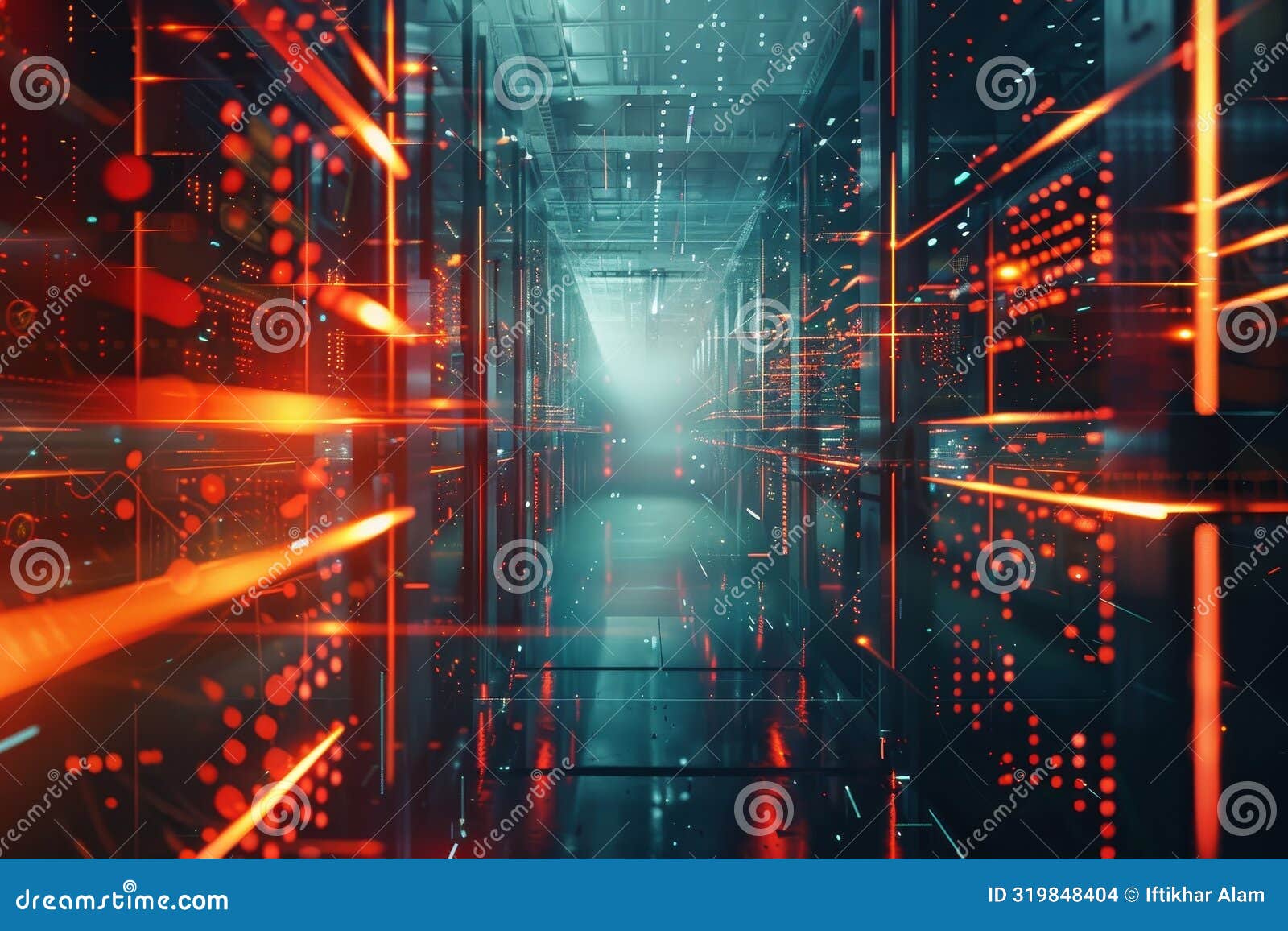 Data Center with Red Lights, Interpret the Concept of Data Backup and ...