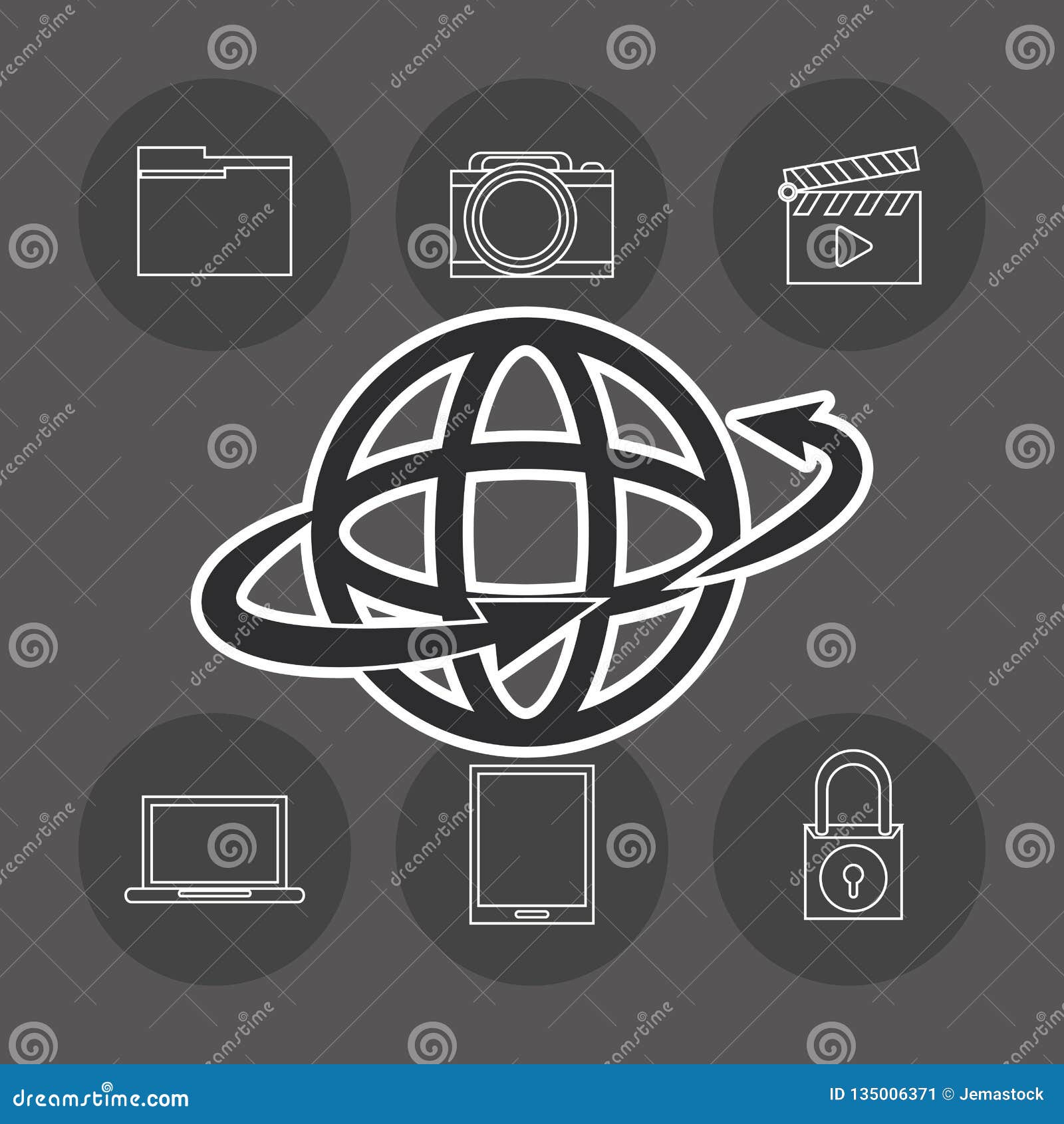 Data Center Related Icons Image Stock Vector - Illustration of online ...