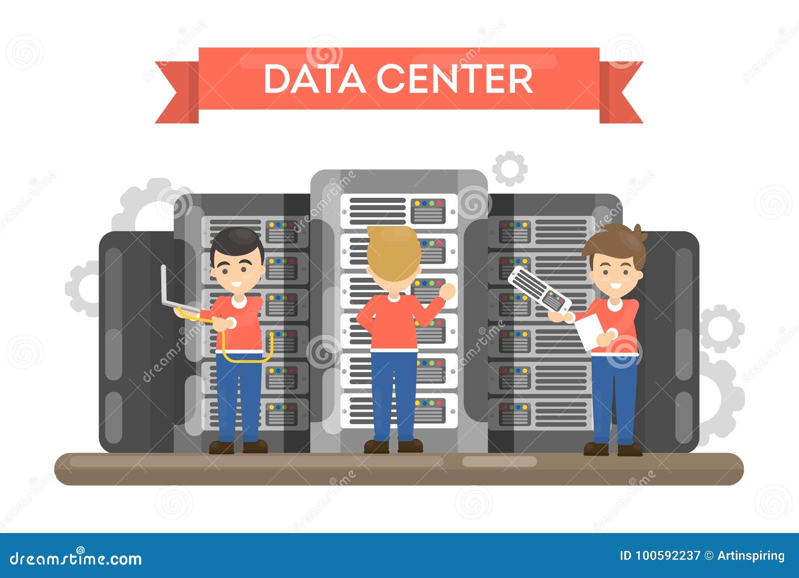 Data center room. stock vector. Illustration of cartoon - 100592237