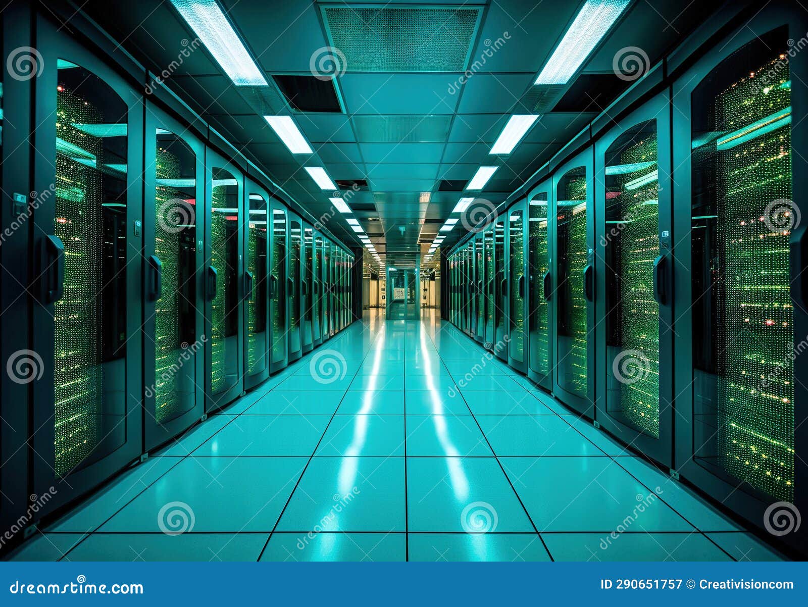 Data Center the Room is Filled with Rows of Servers - Modern Technology ...