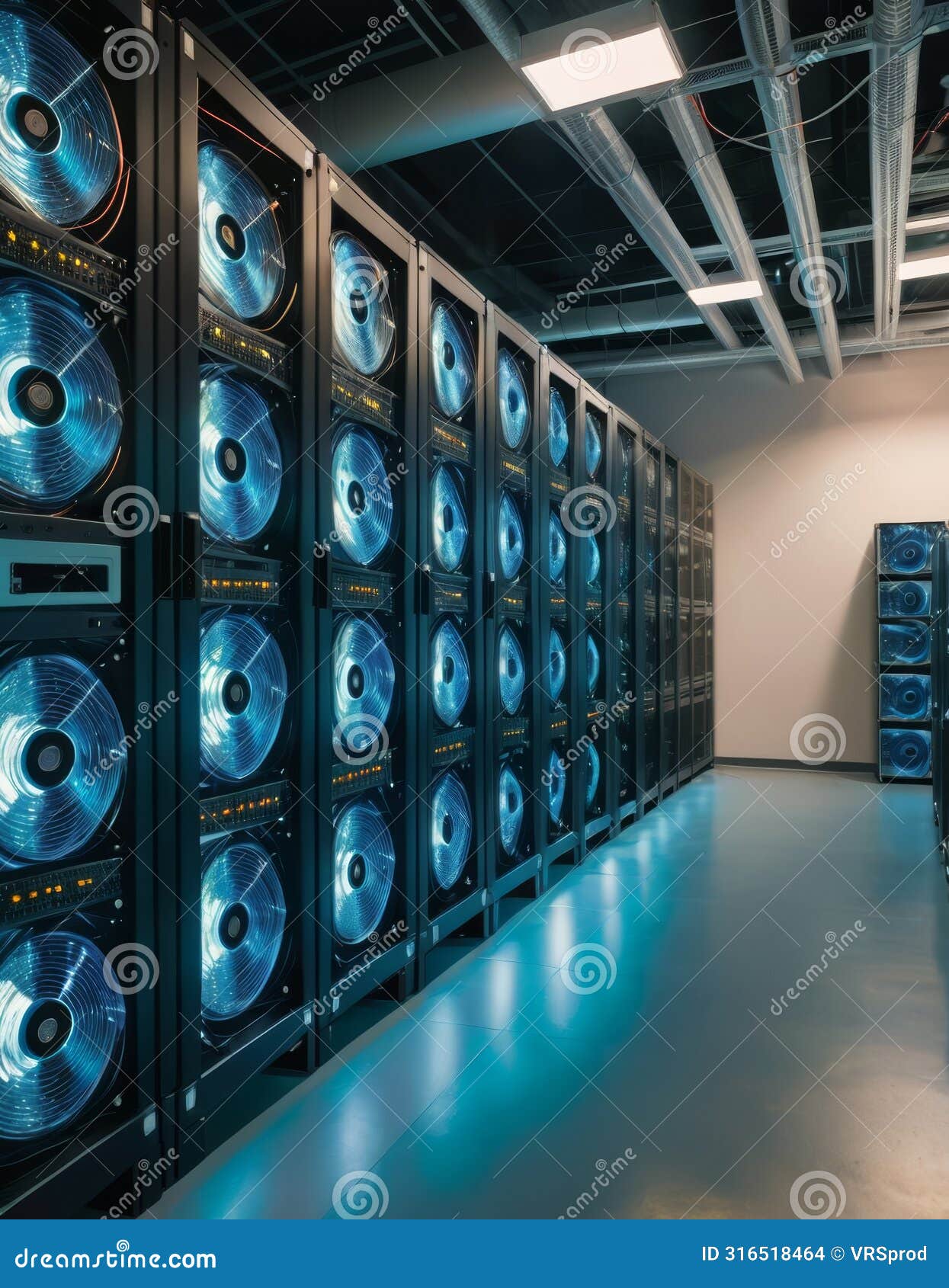Data Center with Rows of Server Hardware Stock Photo - Image of ...