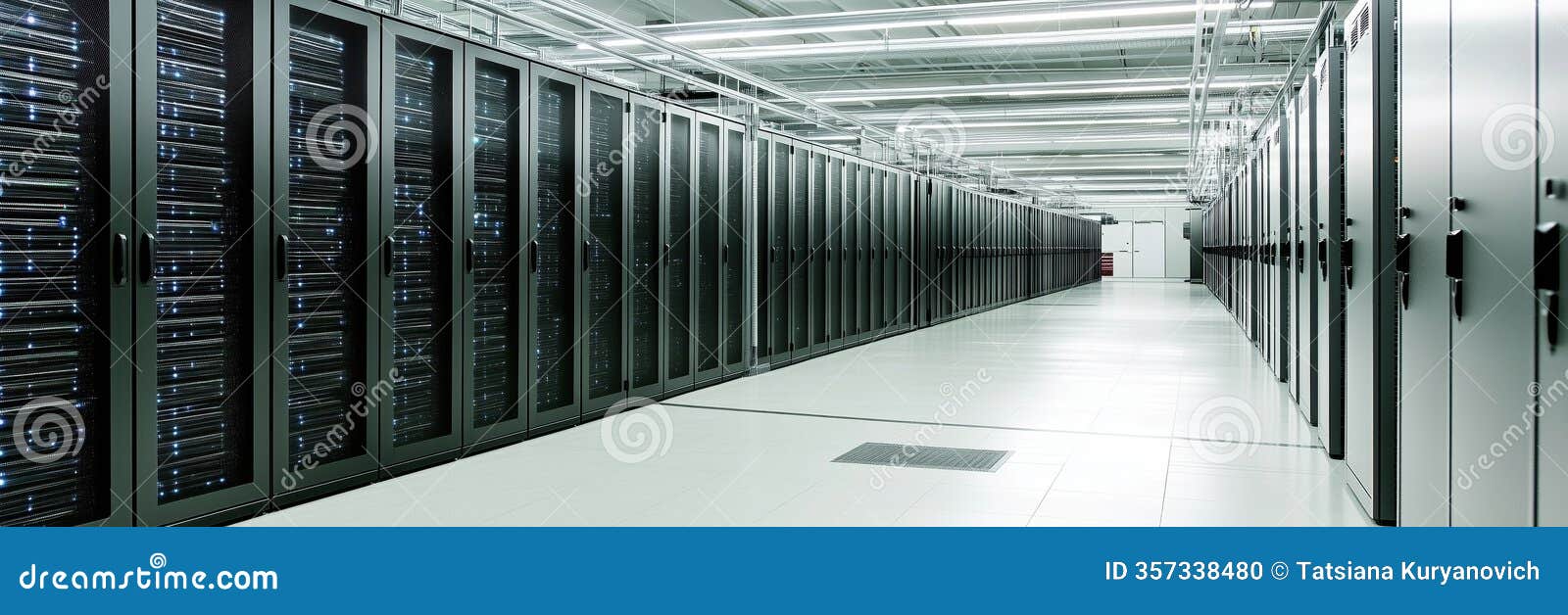 Data Center with Rows of Server Racks, Modern Technology Infrastructure ...