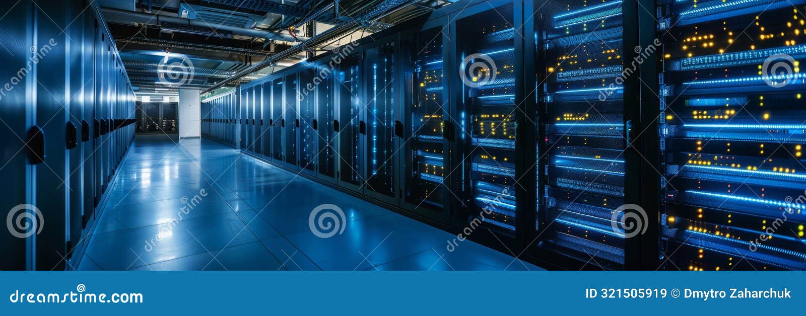 A Data Center with Rows of Servers Being Cooled by Sophisticated ...