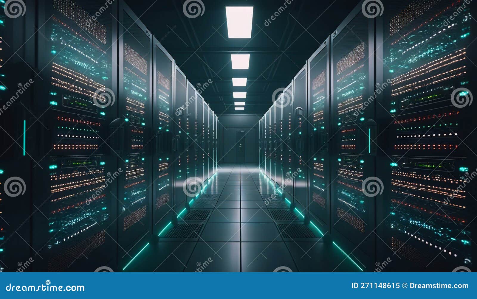 Data Center with Rows of Servers. Big Data Storage Room with Many ...