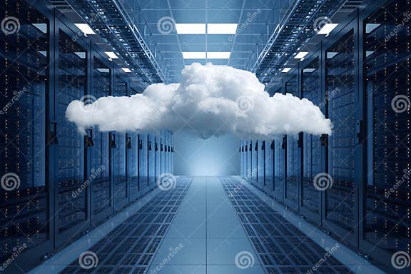 Symmetrical Server Racks with a Cloud Symbolize Modern Cloud Computing ...