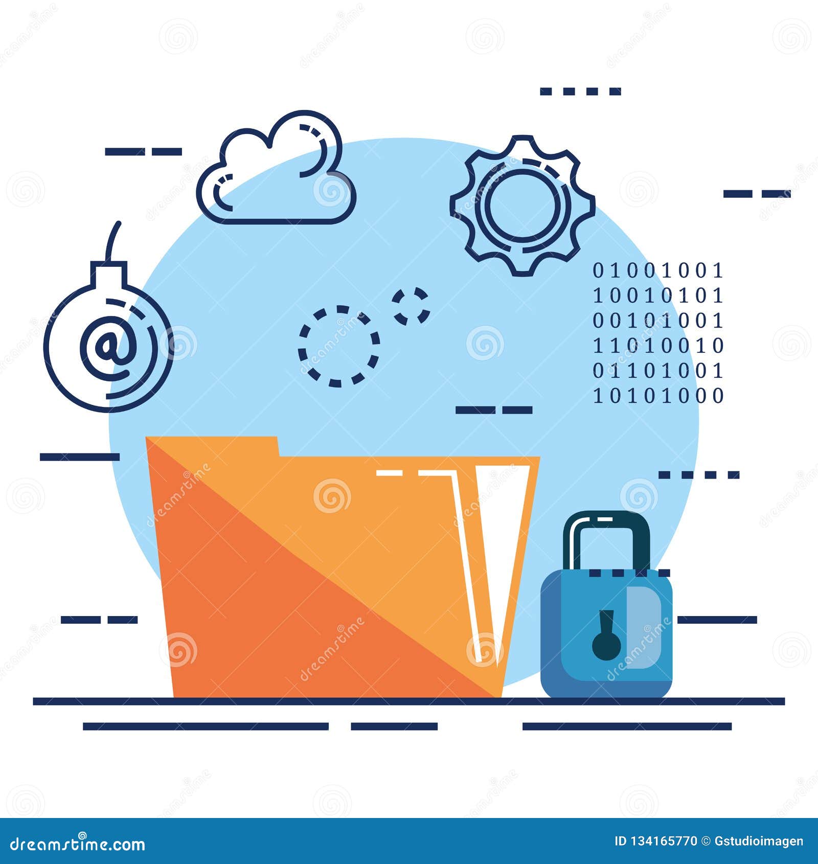 Data Center Security with Folder Stock Vector - Illustration of code ...