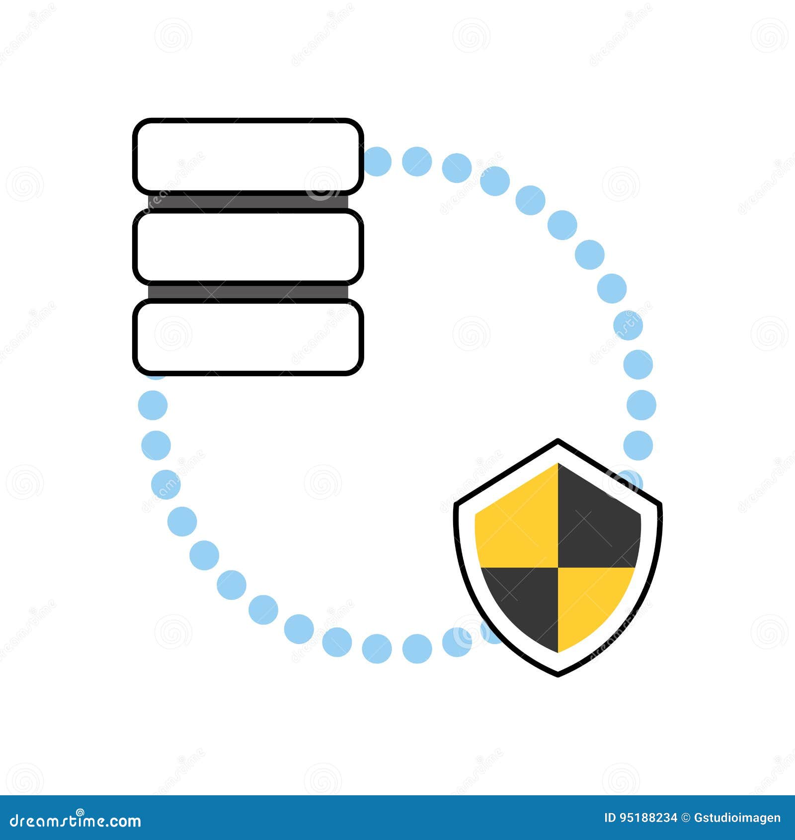 Data Center with Security Shield Isolated Icon Stock Vector ...