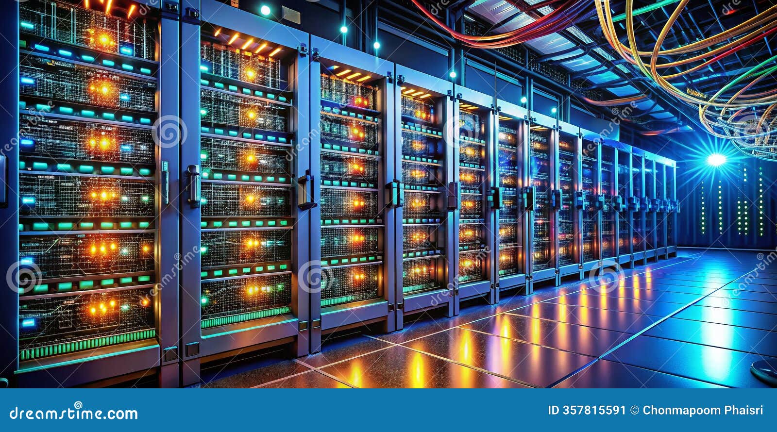 Data Center Server Rack HighSpeed Internet Connection Powerful Servers ...