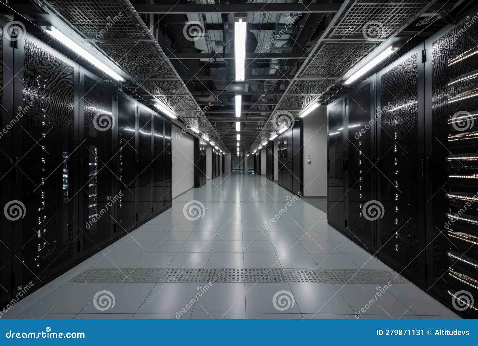 Data Center, with Server Racks and Cables Visible, in Modern Office ...