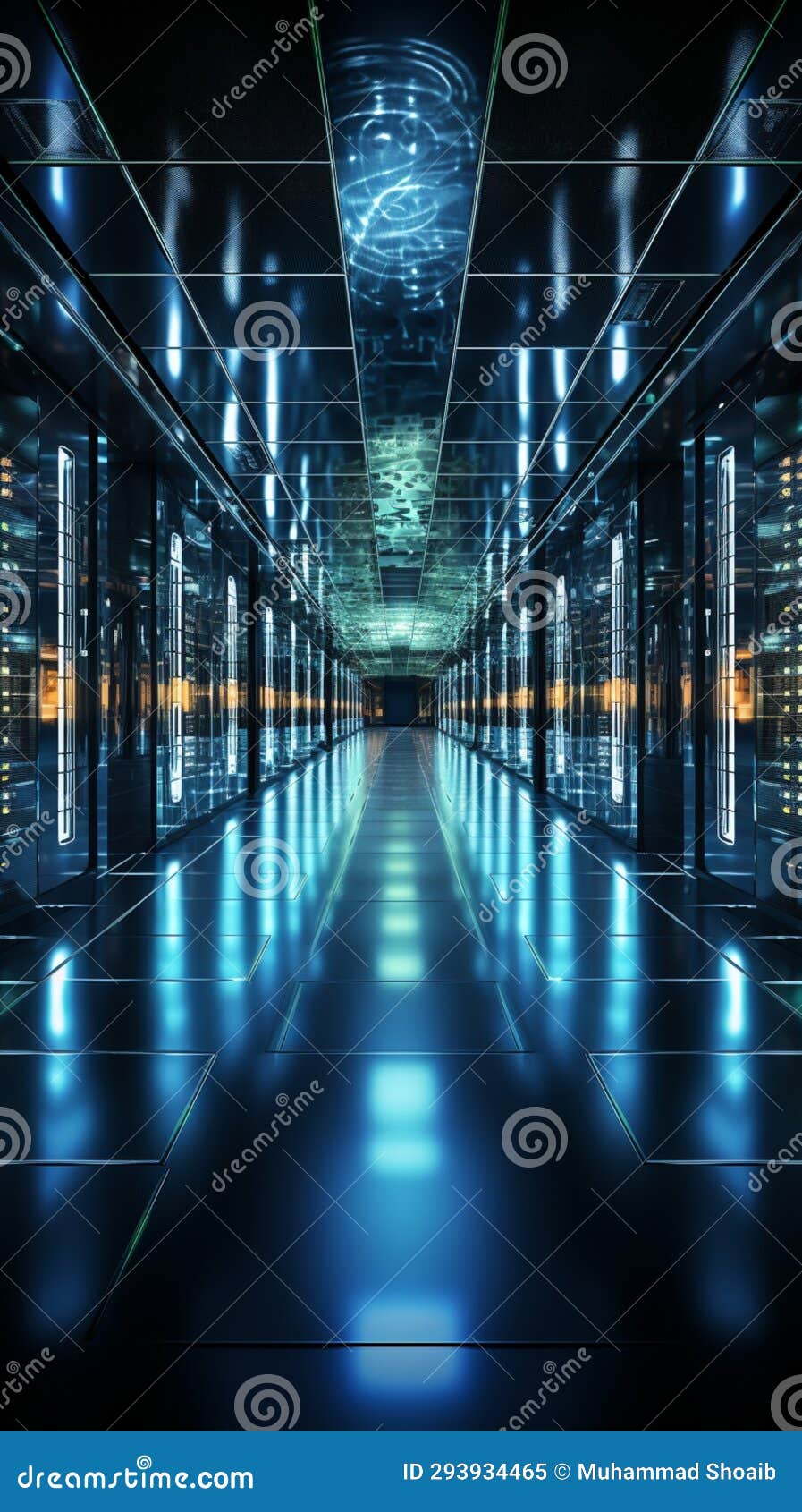 Data Center Server Racks Illustrate the Concept of Big Data and Cloud Computing Stock ...